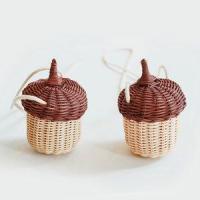 China Cute Bag Rattan Acorns Shape Bags and Baskets Handbraided Small Storage Fruit-shaped Bag Basket for sale