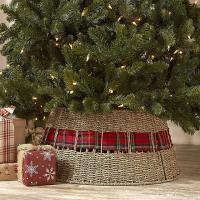 China Inexpensive Folding Home Xmas Decor Woven Wicker Tree Basket Decorations Natural  Water Hyacinth Christmas Tree Collar Skirts for sale