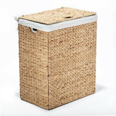 China Handicraft Woven Straw square Wicker Rattan Bamboo Baskets for Storage with Lids Seagrass Boxes Handmade Wicker Products for sale
