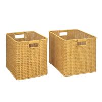 China New Storage Round Paper Rope Storage Baskets Rectangular Wicker Baskets Frame Basket with Built-in Handles Iron Cotton Carton for sale