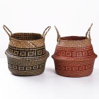 China New Style Seagrass Belly Basket Pot Laundry Straw Woven Wicker Rattan Seagrass Storage Basket for Plants for sale