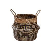China New Style Seagrass Belly Basket Pot Laundry Straw Woven Wicker Rattan Seagrass Storage Basket for Plants for sale