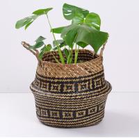 China New Style Seagrass Belly Basket Pot Laundry Straw Woven Wicker Rattan Seagrass Storage Basket for Plants for sale