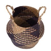China New Style Seagrass Belly Basket Pot Laundry Straw Woven Wicker Rattan Seagrass Storage Basket for Plants for sale