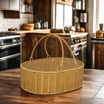 China Handwork Rattan Boho Cane Basket with Lid Custom Shape Eco Friendly Fruit Snacks Storage Basket for Outdoor Picnic for sale