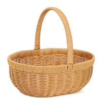 China Handwork Rattan Boho Cane Basket with Lid Custom Shape Eco Friendly Fruit Snacks Storage Basket for Outdoor Picnic for sale