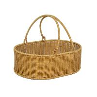 China Handwork Rattan Boho Cane Basket with Lid Custom Shape Eco Friendly Fruit Snacks Storage Basket for Outdoor Picnic for sale