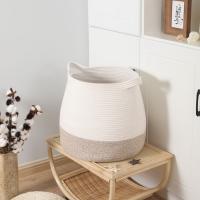 China New Large Tall Brown Eco-Friendly Folding Woven Cotton Rope Laundry Hamper Storage Baskets for Living Room Toys for sale