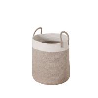 China New Large Tall Brown Eco-Friendly Folding Woven Cotton Rope Laundry Hamper Storage Baskets for Living Room Toys for sale