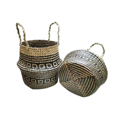 China Hand Made Foldable Basket Woven Plant Decorative Storage Plants Garden Hanging Baskets for Plants for sale