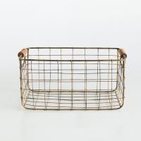 China New Trapezoidal Rose Gold Color Iron Metal Wire Mesh Storage Basket for Cosmetics for sale