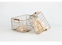 China New Trapezoidal Rose Gold Color Iron Metal Wire Mesh Storage Basket for Cosmetics for sale