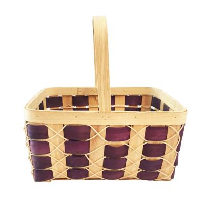 China Eco Material Wood Chip Rattan Household Storage Basket Rectangle Kitchen Laundry Basket Storage for sale