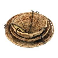 China 3 Tier Hanging Fruit Basket Handmade Plant Holder Natural Water Hyacinth Wall Vegetable Storage Baskets for sale