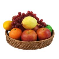 China Home Kitchen Hand Woven PP  Bread Basket Tabletop Fruit Vegetables Storage Basket With Handle Round Storage Tray for sale