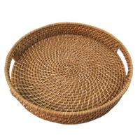 China Home Kitchen Hand Woven PP  Bread Basket Tabletop Fruit Vegetables Storage Basket With Handle Round Storage Tray for sale