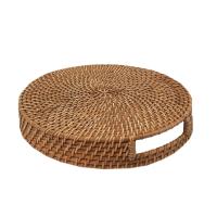 China Home Kitchen Hand Woven PP  Bread Basket Tabletop Fruit Vegetables Storage Basket With Handle Round Storage Tray for sale