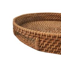 China Home Kitchen Hand Woven PP  Bread Basket Tabletop Fruit Vegetables Storage Basket With Handle Round Storage Tray for sale