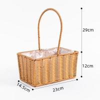 China Hot 100% Handmade Rattan Wicker Flower Gift Basket Storage Basket with Foldable Handle for Kitchen & Bathroom Home Decoration for sale