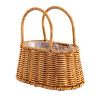 China Hot 100% Handmade Rattan Wicker Flower Gift Basket Storage Basket with Foldable Handle for Kitchen & Bathroom Home Decoration for sale