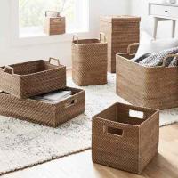 China Handmade Rattan Bicycle Baskets Woven Rattan Plant Baskets Laundry Storage Home Organization Decor for sale