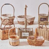 China Hand-woven Wicker Purses Handbag Basket Purse Retro Summer Women Wicker Handbags Natural Storage Boxes & Bins Metal Iron Single for sale