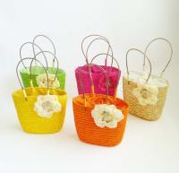 China Hand-woven Wicker Purses Handbag Basket Purse Retro Summer Women Wicker Handbags Natural Storage Boxes & Bins Metal Iron Single for sale
