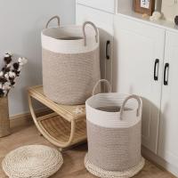China Large Tall Dirty Clothes Woven Jute Cotton Rope Laundry Hamper Storage Baskets for  Living Room Toys for sale