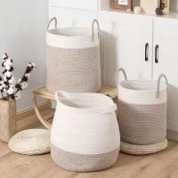 China Large Tall Dirty Clothes Woven Jute Cotton Rope Laundry Hamper Storage Baskets for  Living Room Toys for sale