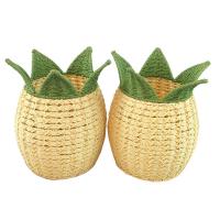 China Cute Woven Seagrass Pineapple Shaped Basket Storage Organization Wholesale Kids Baby Room Decor Round for sale
