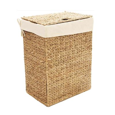 China Water Hyacinth Basket Storage Wicker Seagrass Straw Laundry Hamper With Lids Handmade Handicrafts Products Household Use for sale