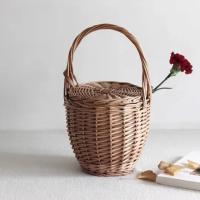 China Eco-friendly Wicker Rattan Flower Basket Wedding Flower Girl Basket Ladies Daily Wear Basket for sale