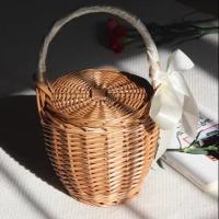 China Eco-friendly Wicker Rattan Flower Basket Wedding Flower Girl Basket Ladies Daily Wear Basket for sale