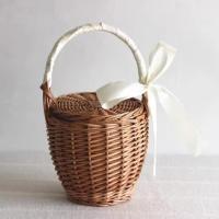 China Eco-friendly Wicker Rattan Flower Basket Wedding Flower Girl Basket Ladies Daily Wear Basket for sale
