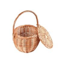 China Eco-friendly Wicker Rattan Flower Basket Wedding Flower Girl Basket Ladies Daily Wear Basket for sale