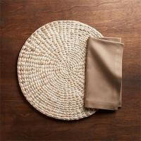 China Wholesale Custom Natural Woven Water Hyacinth Placemats Seagrass Thick Rattan Round Non-Slip Handmade Braided Dinner Tablemat for sale