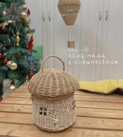 China Mushroom House Shaped Rattan Basket Cute Doll House Storage Basket Kids Toys Rattan Nordic Kids Room Wicker Bag Kids for sale