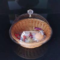 China PP Rattan Oval Round Rectangular Storage Baskets Kitchen Food Bread Weave Serving Tray PP Plastic with Acrylic Lid Multifunction for sale