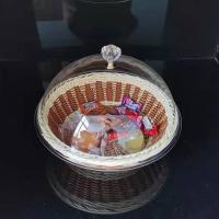 China PP Rattan Oval Round Rectangular Storage Baskets Kitchen Food Bread Weave Serving Tray PP Plastic with Acrylic Lid Multifunction for sale