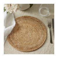 China Outdoorlling Placemats Rattan Circle Round Placemat Kitchen Dinnerware Decorative Plate Table Dish Pad Hand Weavpe Contemporary for sale