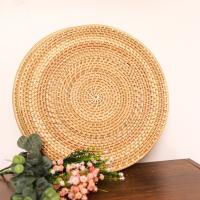 China Outdoorlling Placemats Rattan Circle Round Placemat Kitchen Dinnerware Decorative Plate Table Dish Pad Hand Weavpe Contemporary for sale