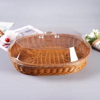 China Cheap Rattan Food Storage Basket Kitchen Storage Basket Buffet Food Basket With Lid Plastic Multifunction Brown Customer Size for sale