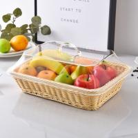 China Cheap Rattan Food Storage Basket Kitchen Storage Basket Buffet Food Basket With Lid Plastic Multifunction Brown Customer Size for sale