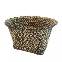 China Factory Home Handmade Woven Wicker Seagrass Belly Plant Baskets for sale