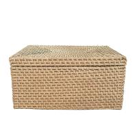 China Hot Sale Hand-woven Rottan Storage Basket Hotel Office Living Room Bedroom Square Storage Basket With Lid for sale