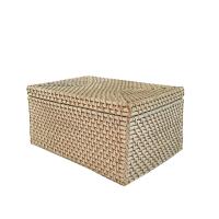 China Hot Sale Hand-woven Rottan Storage Basket Hotel Office Living Room Bedroom Square Storage Basket With Lid for sale