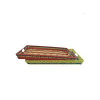 China Good Quality Hand-woven Plant Rattan Eco-Friendly Custom Size Multi-color Rectangular Restaurant Food Use Storage & Display Tray for sale