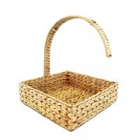 China Square Natural Banana Leaf Eco-Friendly Food Storage Trays Handle Single Tier for Kitchen Living Room Tableware Beverage Use for sale