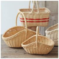 China Multi-Colored Handmade Mini Handle Flower Basket Wicker Outdoor Food Basket for sale