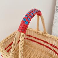China Multi-Colored Handmade Mini Handle Flower Basket Wicker Outdoor Food Basket for sale
